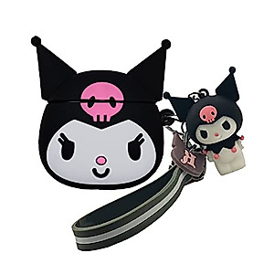 Cute Kurom Case for Airpods 2nd/1st, Soft Silicone Anime Designed Funny 3D Cartoon Character Airpods Case with Lanyard Keychain Protective Cover for Women Girls Teens Boys Air pods case
