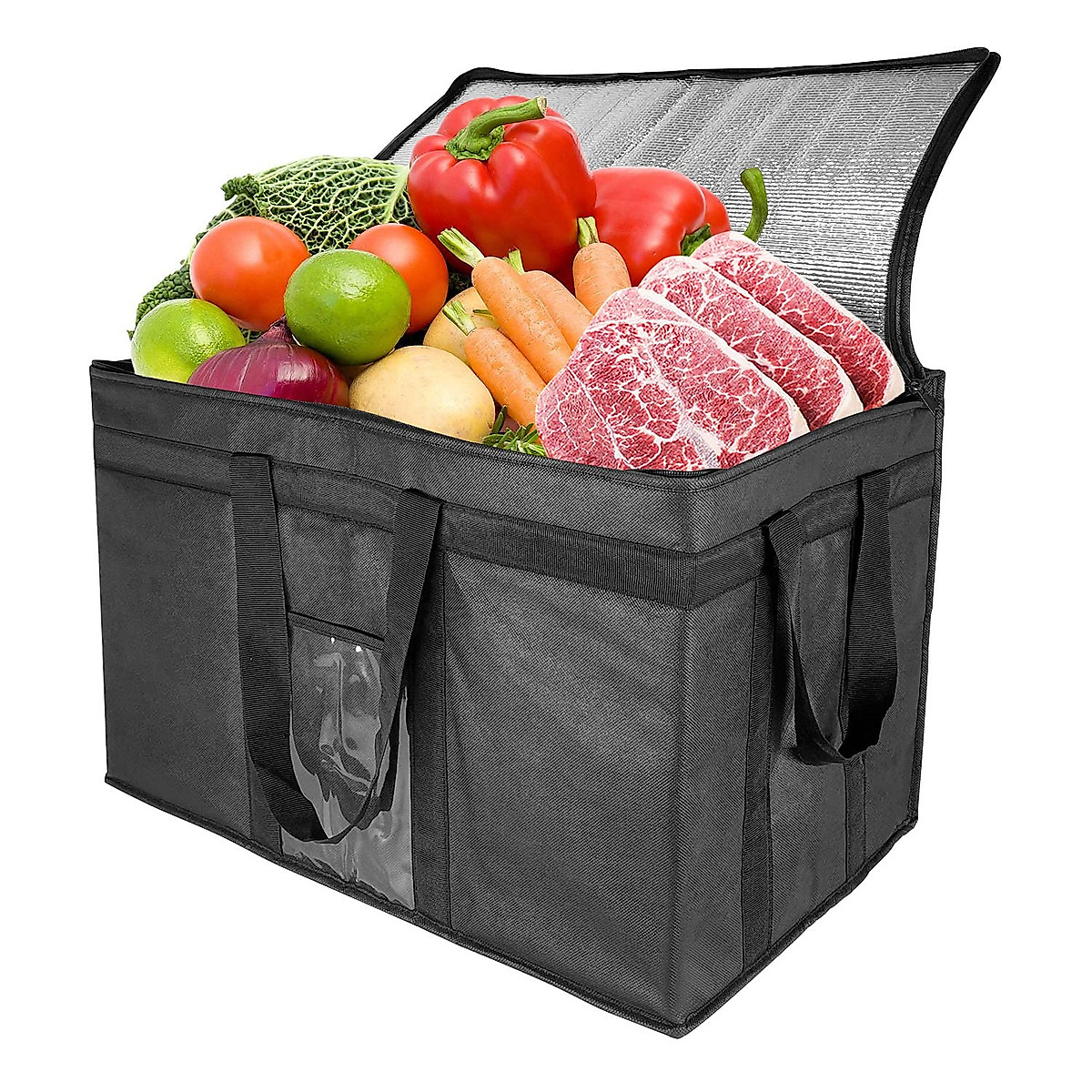 XXL-Larger Insulated Cooler Bags with Zipper Closure,Reusable Grocery Shopping Bags Keep Food Hot or Cold,Collapsible lunch bag,Grocery Transport,23"W x 15"H x 14"D