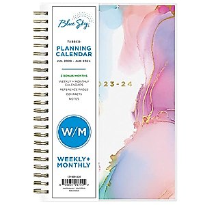 Ashley G for Blue Sky 2023-2024 Academic Year Weekly and Monthly Planner, 5" x 8", Flexible Cover, Wirebound, Multi Color Smoke (133682-A24)