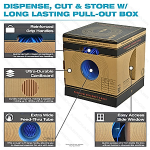 Mediabridge Pure Copper Cat6 Cable (250 Feet, Blue) - 10Gbps Ethernet, Solid, in-Wall Rated, w/Premium Snagless Pull-Out Box - (Part# C6-250-BLUE)