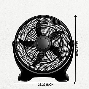 HealSmart 20 Inch 3-Speed Plastic Floor Fans Quiet for Home Commercial, Residential, and Greenhouse Use, Outdoor/Indoor, Black