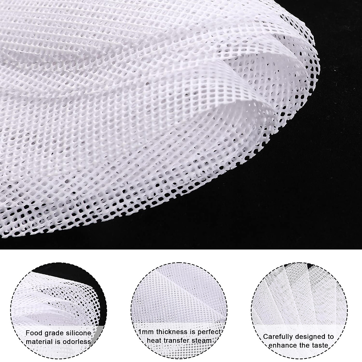 10 inch Non Stick Silicone Steamer Liners Mesh Mat Pad Steamed Buns Dumplings Baking Pastry Dim Sum Mesh Reusable Silicone Steamer Liners pastry mat bamboo steamer liners 10pcs
