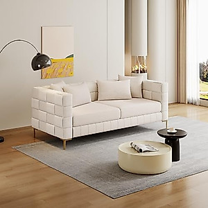 Livavege 80.7" Modern Sofas Living Room, Fabric Comfy Deep Seat Couch with Metal Legs and 2 Pillows, Removable Back and Thickened Soft Cushion, Furniture for Bedroom, Apartment, Office, 80", Grey