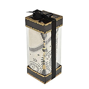 POLAT Muslim Prayer Rug in Premium Gift Box - Prayer Mat Muslim for Men and Women - Perfect Ramadan Gifts - Sajadah - Special Turkish Design Portable Prayer Mat and Prayer Beads 99 (Black)