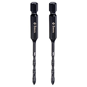 uxcell 2 Pcs Glass Concrete Drill Bit,Masonry Drill Bits Set Carbide Tip for Glass, Brick, Tile, Concrete, Plastic and Wood with Size 3mm