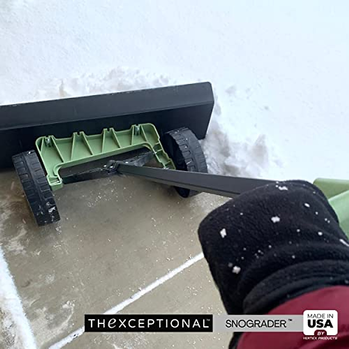 Easy Doze-It 36" SnoGrader T-Grip | Angled Flip-It Rolling Snow Plow Shovel for Driveway, Sidewalk Snow Removal | Heavy Duty Snow Plow Pusher Shovel on Wheels | Made in USA by Vertex | Model EX950.36