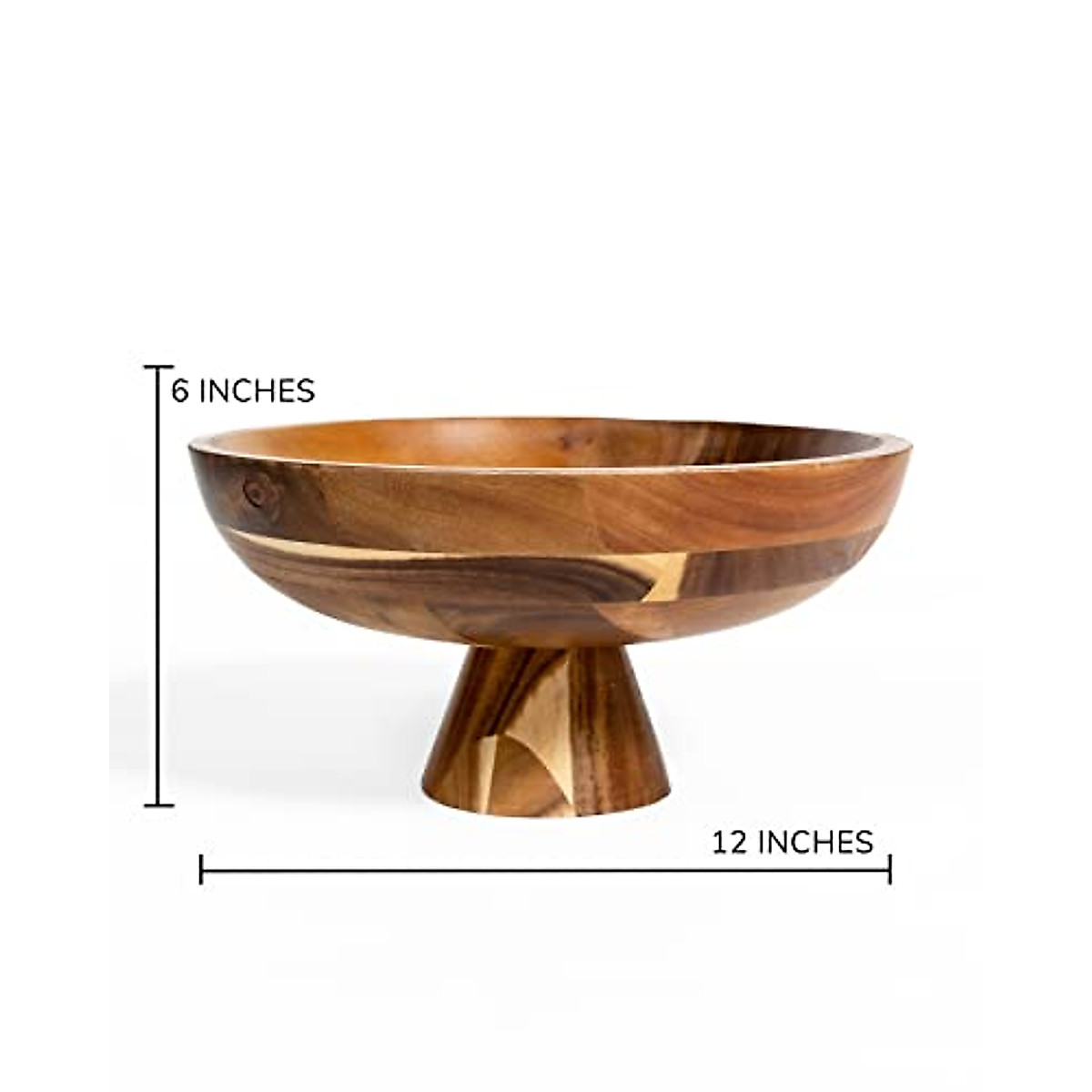 MOXY BARE Wooden Fruit Bowl for Kitchen Counter | Wood Bowl for Décor | Decorative Pedestal Bowl for Dinning Table Centerpiece | Wood Bowl for Coffee Table & Holiday Décor | Acacia Wood