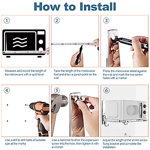 Microwave Bracket Wall Mount, Stainless Steel Microwave Oven Stand Shelf Rack, Heavy Duty and Sturdy Brackets for Kitchen Space Saver, Max Load 100 lbs
