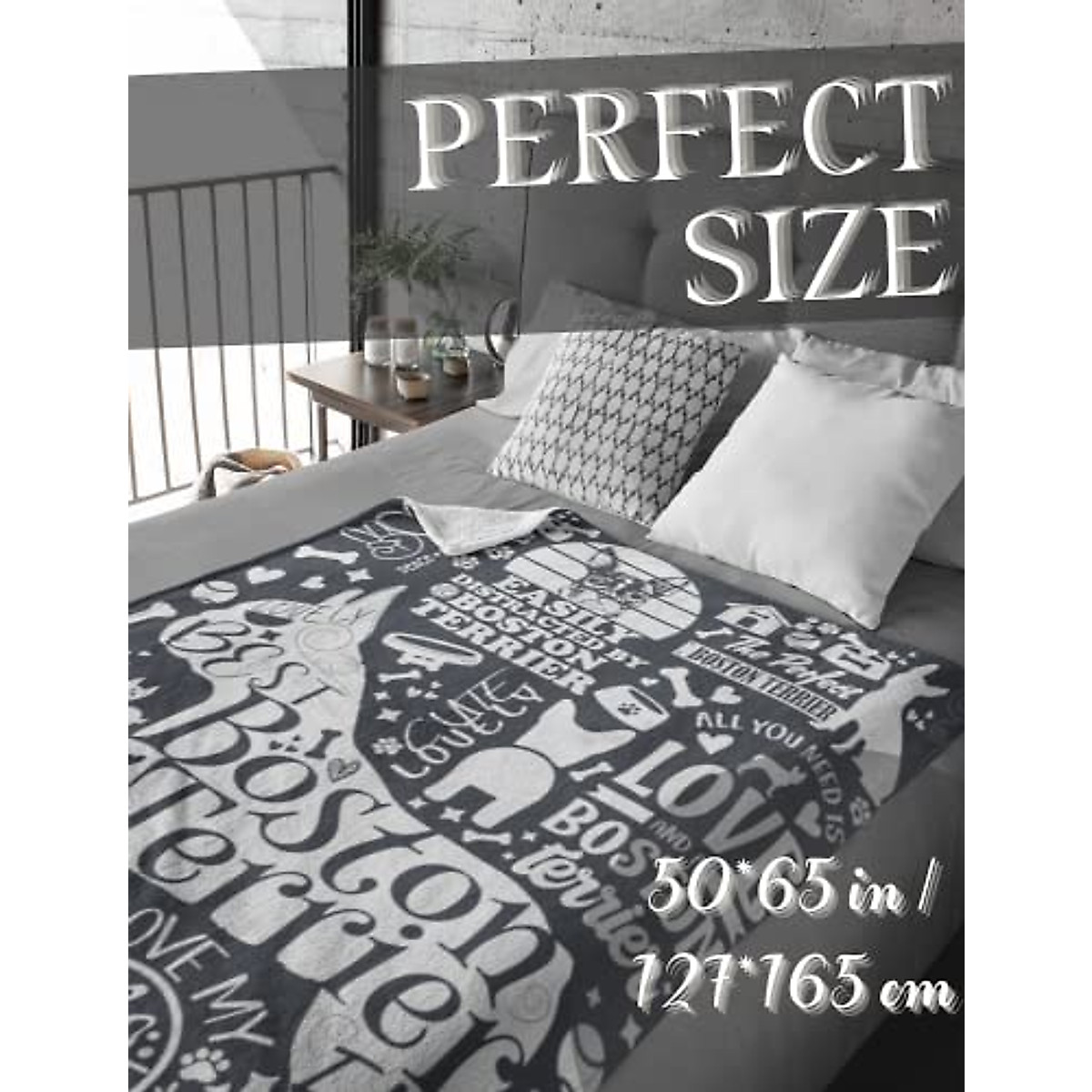 InnoBeta Boston Terrier Gifts for Women, Boston Terrier Blanket, Bed Flannel Fleece Plush Blankets (50"x 65") - Best Boston Terrier Ever