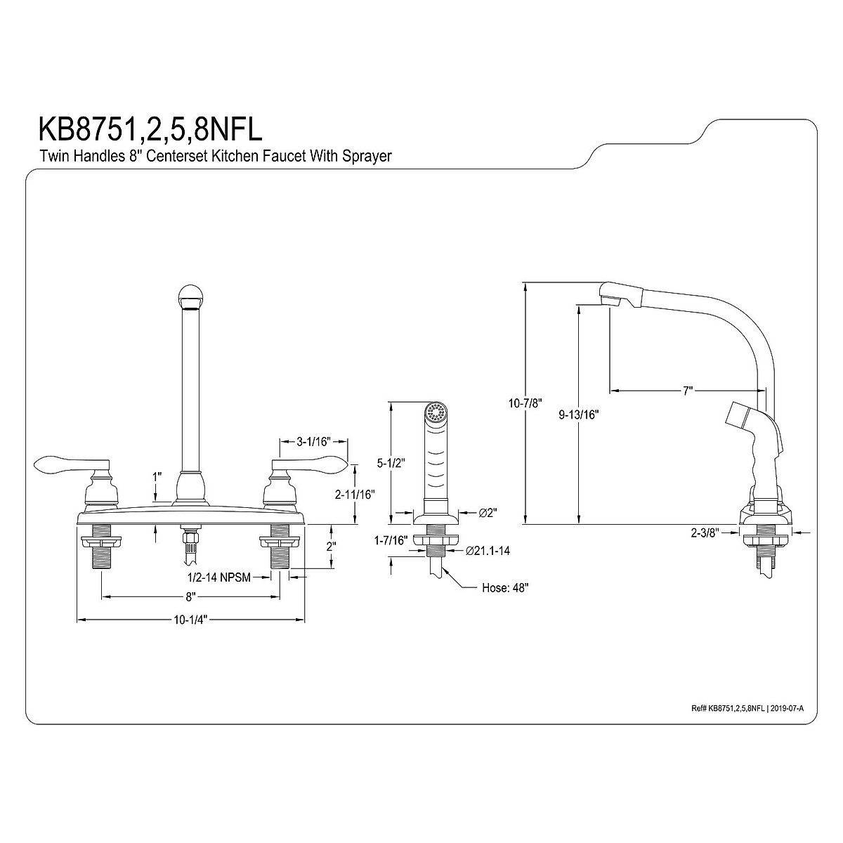 Kingston Brass KB8755NFL NuWave French 8" Centerset Kitchen Faucet, Oil Rubbed Bronze
