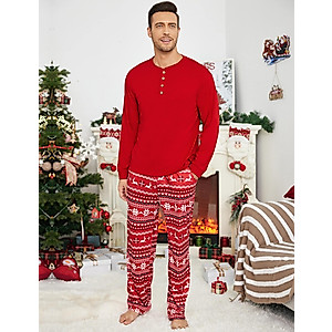 Ekouaer Family Christmas Pajamas Matching Sets Womens Mens Pjs Long Sleeve Sleepwear Holiday Lounge Sets Red XL