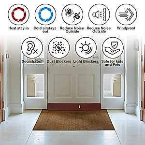 Door Draft Stopper 32" L X 4.5" W X 3.7" T, Strong Adhesive Door Sweep for Exterior and Interior Doors, Dustproof and Soundproof, Grey