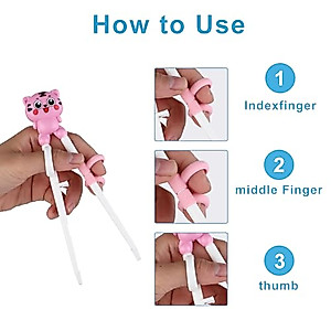 2 Pairs Training Chopsticks for Beginners, Learning Chopsticks Helper Cute Animal Training Chopsticks Practice Chopstick Trainer for Adults