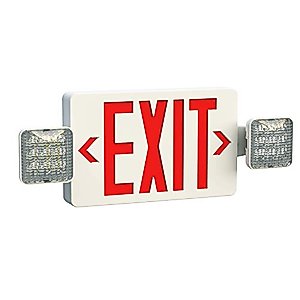Garrini LED Emergency Light Combo Exit Sign Rectangular Adjustable Lamp 2-Heads UL Certified GC4 for Apartments Hotels Hospitals Offices