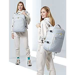 LOVEVOOK Travel Laptop Backpack for Women, 40L Large Carry On Backpack Flight Approved,Waterproof Backpacks with 3 Packing Cubes, Daypack Business College Weekender Overnight Back Pack, Light Blue