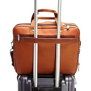 Kenneth Cole Reaction Manhattan Colombian Leather Briefcase Expandable RFID 15.6" Laptop Portfolio Shoulder Bag, Cognac, One Size