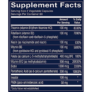 Vthrive Bioactive B-Complex - Vitamin B + Active Coenzymes for Energy Production (120 Vegetable Capsules)