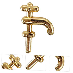 HANABASS Mini Faucet Ornaments Decor Miniature Faucet Sink Faucet Model Prop Doll House Prop Festival Tiny Faucet Doll House Accessories Mini House Sink Faucet Ornament Plastic Golden