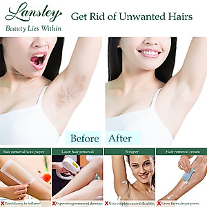 Lansley Wax Warmer Hair Removal Home Waxing Kit Electric Pot Heater for Rapid Waxing of All Body, Face, Bikini Area, Legs with 4 Flavor Hard Wax Beans & 10 Wax Applicator Spatulas(At-home Waxing)