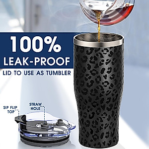 Universal Iced Coffee Sleeve - Insulated Double Wall Reusable Stainless Steel Holder Sleeves Insulator for Cold Drinks Fits Starbucks Dunkin Donuts Dutch Bros Small Medium Large Cups (Black Leopard)