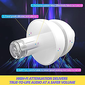 Edwinn Ear Plugs for Noise Reduction, 3 Pairs Invisible Noise Cancelling Ear Plugs, High Fidelity Hearing Protection for Concerts, Raves, Motorcycles, Work