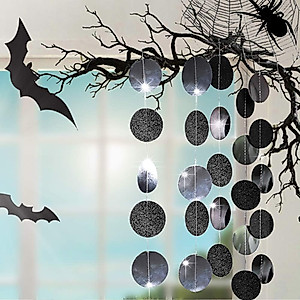 Cheerland Glitter Charcoal Grey Black Circle Garland Kit Halloween Party Decoration Hanging Polka Dots Streamer Backdrop Banner Birthday Wedding Retirement New Years NYE Bachelorette Bridal Shower