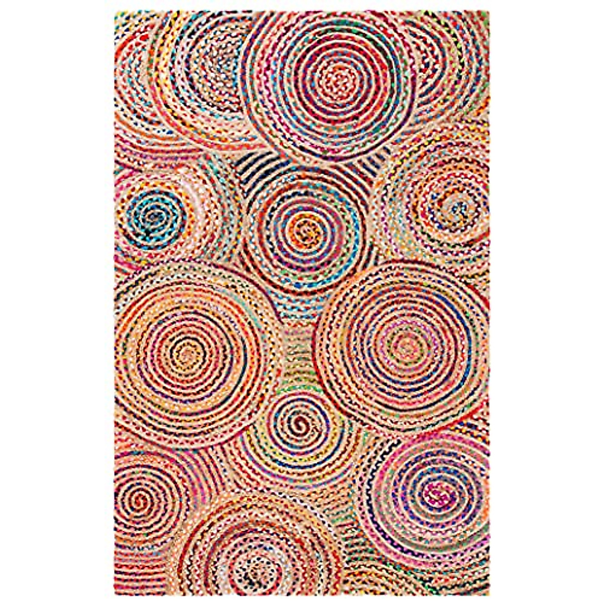 SAFAVIEH Cape Cod Collection Accent Rug - 4' x 6', Natural & Multi, Handmade Boho Braided Jute, Ideal for High Traffic Areas in Entryway, Living Room, Bedroom (CAP604A)