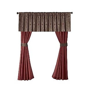 Madison Park Essentials Delaney 24-Piece Room In A Bag Comforter Set-Satin Jacquard, All Season Luxury Bedding, Sheets, decorative pillows and Curtains, Valance, Cal King(104"x92"), Medallion Red