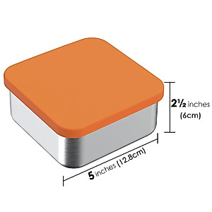 Linkidea 304 Stainless Steel Square Bento Lunch Box, with Silicone Lids Dishwasher Safe, Plastic Free Storage Bento Box Container (25oz)