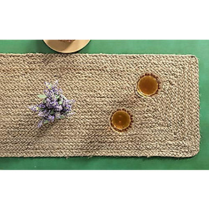 Madhu International Natural Jute Table Runner Rug, Long-Lasting Hand-Woven Rectangular Area Rug, Made from Jute Material for Indoor & Covered Door Entrances, 13 X 48 Inch