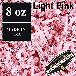 Mighty Gadget 1/2 LB Light Pink Crinkle Cut Paper Shred Filler for Gift Wrapping & Basket Filling