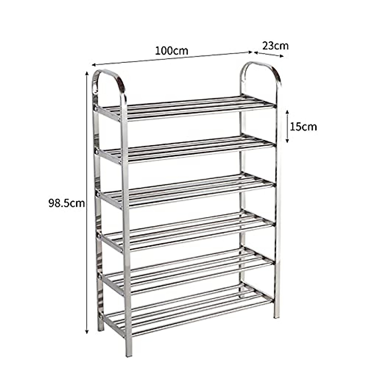 ALWWL Stainless Steel Shoe Rack, Sturdy Durable Multi-Layer Metal Shoe Shelves, Silver Shoes Storage Stands for Hallway Corridor Living Room Bedroom Bathroom- 6 Tier 100cm