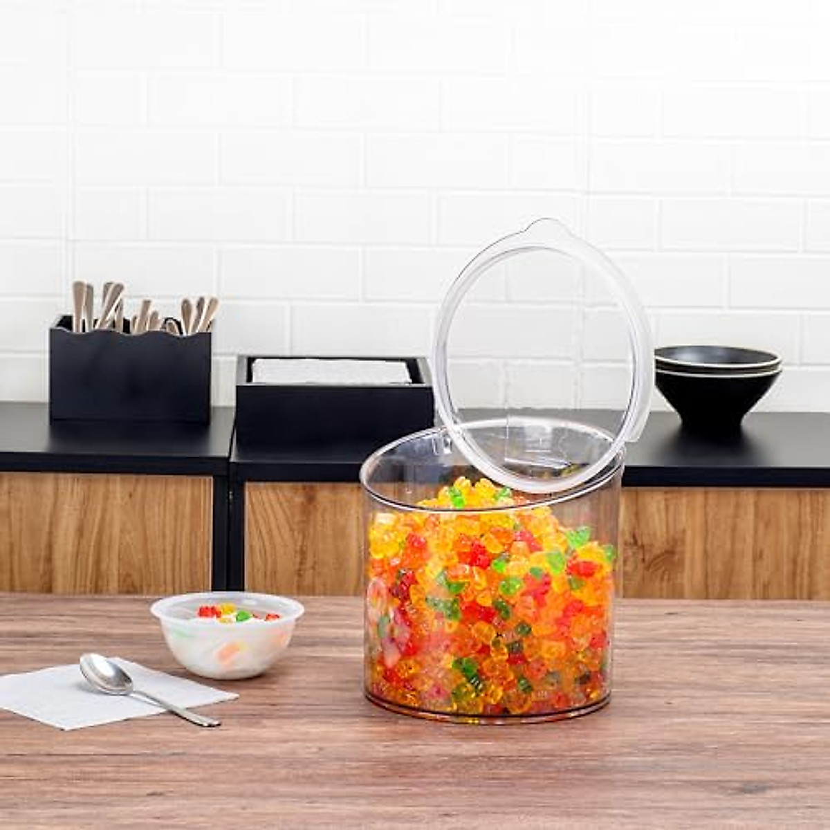 Restaurantware Met Lux 2.6 Gallon Food Storage Container, 1 Airtight Treat Box - With Scoop, Shatterproof, Clear Plastic Cereal Container With Hinged Lid, For Kitchen Or Pantry Organization