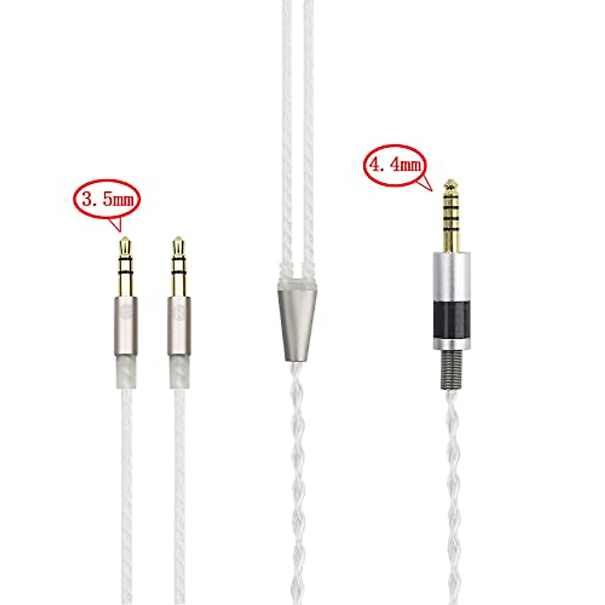 NewFantasia 4.4mm Balanced Male 6N OCC Copper Single Crystal Silver Plated Cable Compatible with Hifiman Sundara, Ananda, Arya, HE400SE, Deva-Pro, HE4XX, HE-400i Headphone (2 x 3.5mm Version)