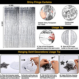 Black and Silver 21st Birthday Decorations for Him Her, Black and White 21 Birthday Party Decorations for Men Boys, Black Silver Happy 21st Birthday Banner Balloons Fringe Curtains Table Cloths Women