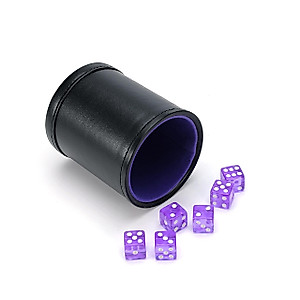 Harbor Loot Purple Dice Shaker Cup Complete with Matching Dice Set of Six Purple Translucent Dice