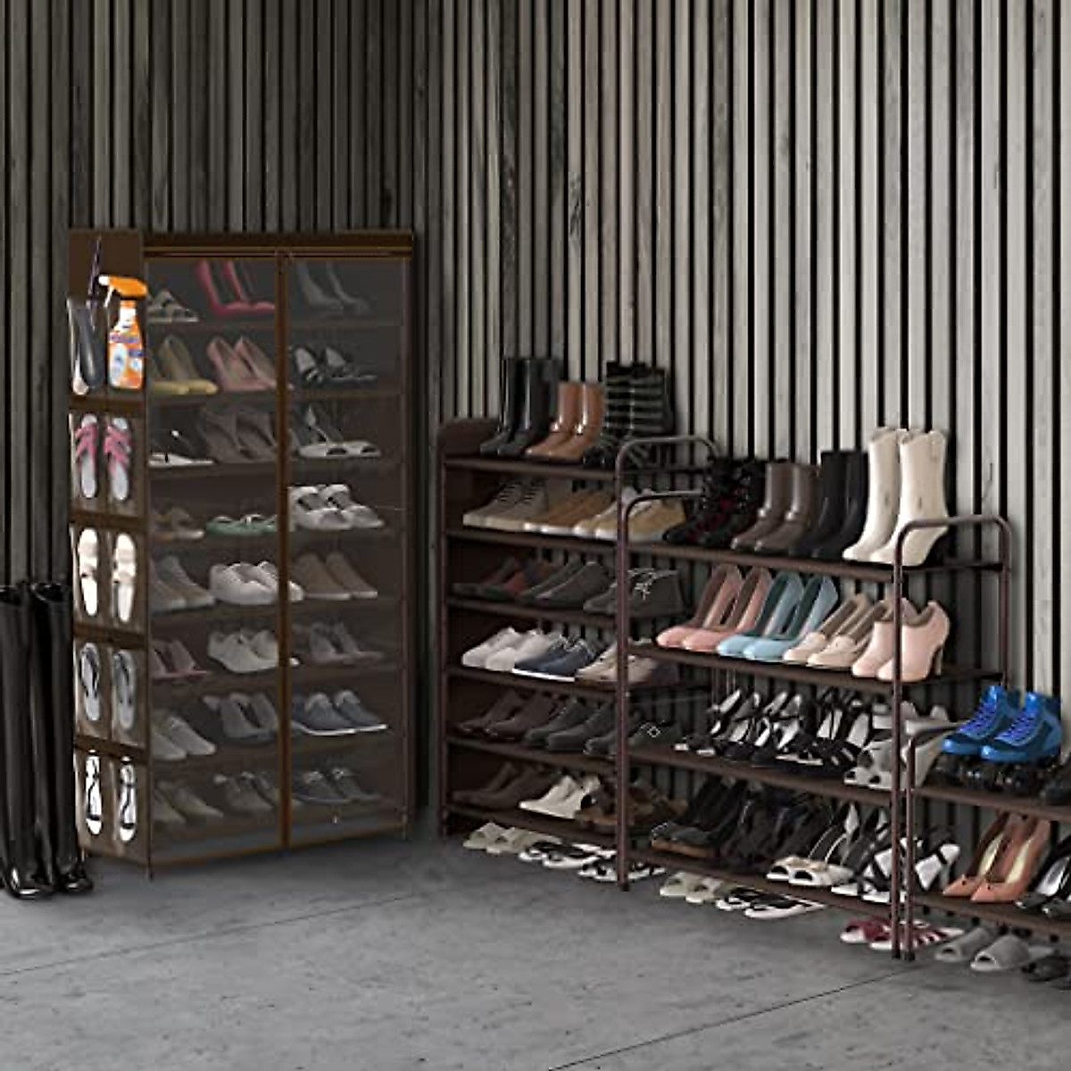 Simple Houseware 8 Tiers Shoe Rack with Cover, Bronze