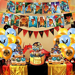 Wings of Fire Cupcake Stand, 3-Tier Dessert Stand Wings of Fire Party Decorations, Dragon Themed Birthday Party Supplies for Kids Boys Girls Baby Shower