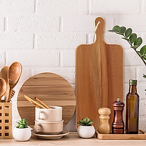 6 Pack Acacia Wood Cutting Board with Handle Wooden Kitchen Chopping Boards Large Wooden Charcuterie Boards Cheese Serving Board Wooden Cutting Board for Meat Cheese Bread Vegetables Fruit (17 x 7 In)