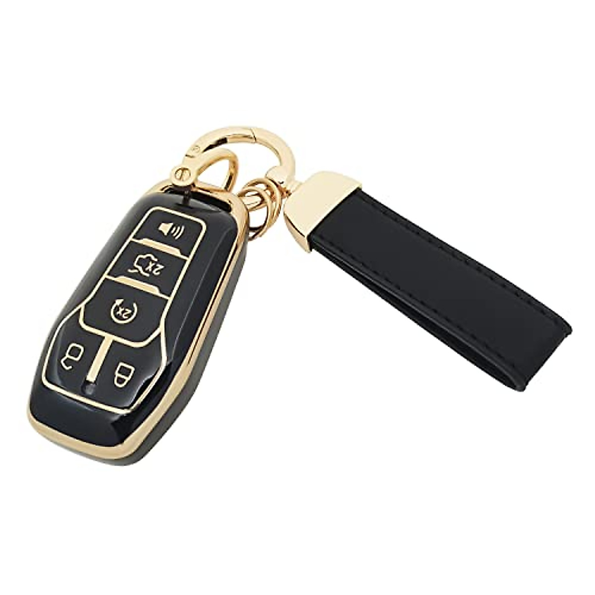 vurbemes 360 Degree Soft TPU Protector Key Fob Cover Case Compatible with Ford Explorer Mustang F150 Fusion for Lincoln MKZ/MKC/MKX(FCC ID:M3N-A2C31243300 P/N:164-R7989) 5 Buttons (Black)