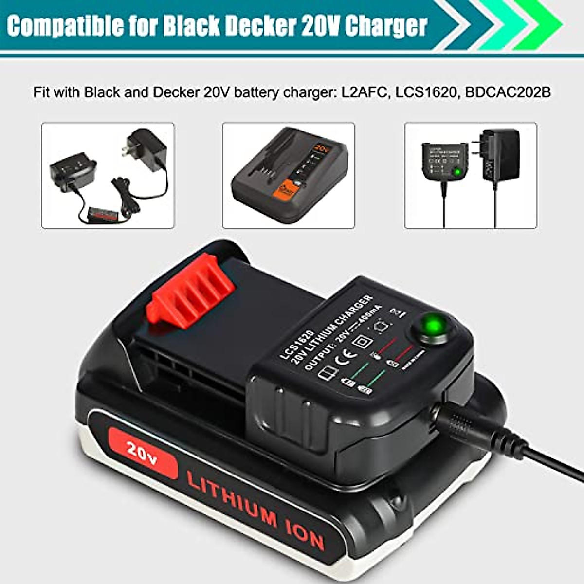 KUNLUN 2-Pack Replace Battery for Black and Decker 20V Lithium Battery 3000mAh, Replacement for Black & Decker 20 Volt Max LB20 LBX20 LBXR20 LB2X4020 LBXR2020 LST220 Battery