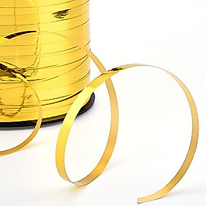3/16 Inch Crimped Curling Ribbon Balloon Ribbon Spool 500 Yard for Christmas Balloons or Gift Wrapping(Metallic Gold)