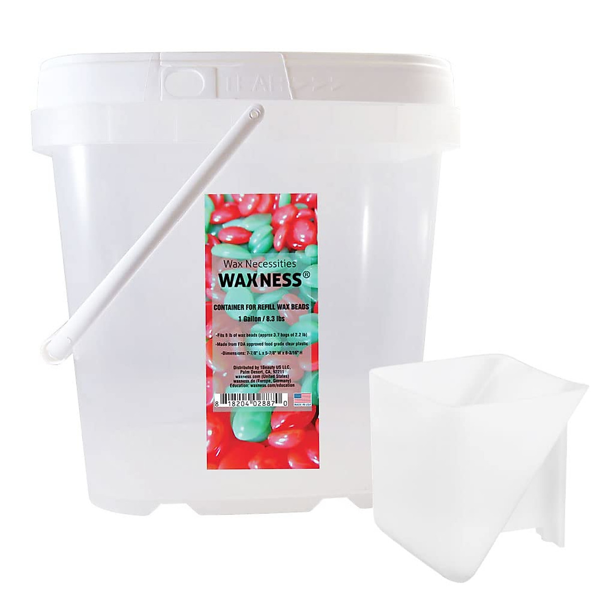 Waxness Clear Plastic Empty Container for Refill Wax Beads 1 Gallon