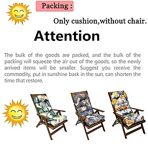 Srutirbo Rocking Chair Cushion Pad, Water Resistant Floral Printed Patio Chair Cushion for Adirondack Chair High Back Indoor Outdoor Soft Thickened Patio Chaise Lounger Cushion (C)