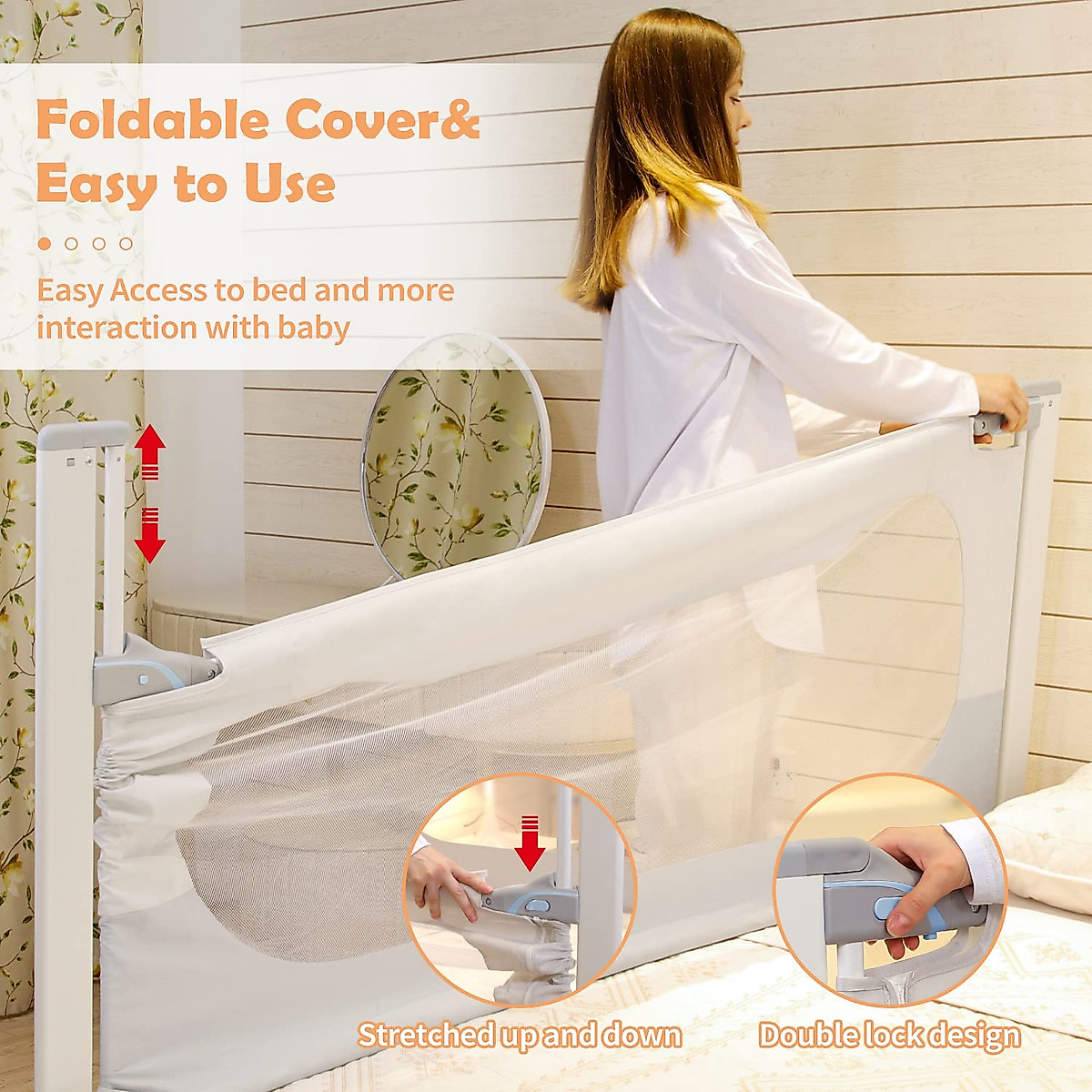 Letfonmo Bed Rail for Toddlers, 78.7" Baby Bed Rail Guard with Upgraded Durable Material, Sturdy Toddler Bed Rail No Gap, Easy to Install Bed Guard Rail for Queen King Twin Full Size Bed (1 Piece)