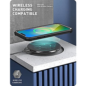 i-Blason Ares Series Designed for iPhone 14 Case 6.1 inch (2022)/iPhone 13 Case 6.1 inch (2021), Dual Layer Rugged Clear Bumper Case with Built-in Screen Protector (Black)