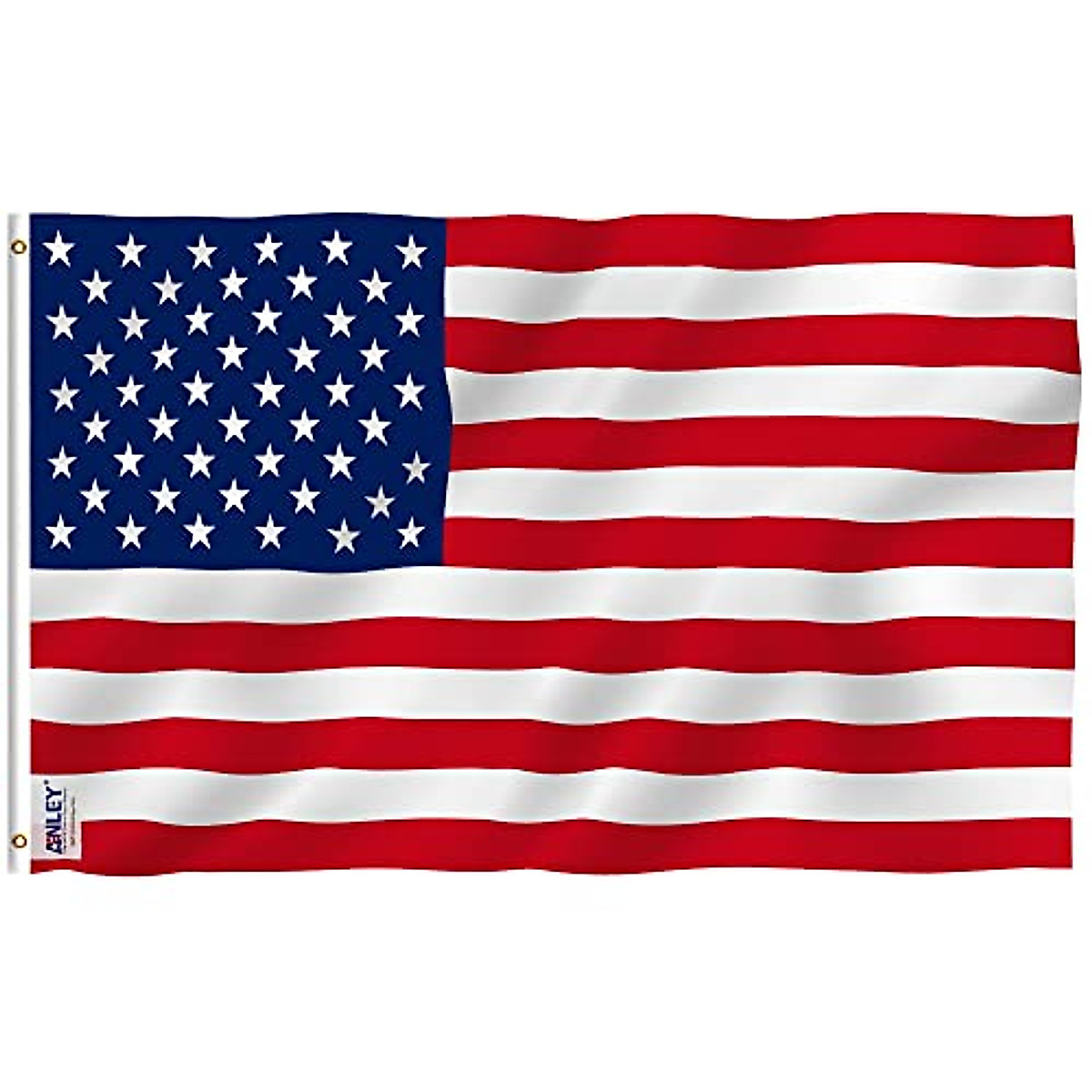 Anley Fly Breeze 3x5 Foot American US Flag - Vivid Color and UV Fade Resistant - Canvas Header and Double Stitched - USA Flags Polyester with Brass Grommets 3 X 5 Ft