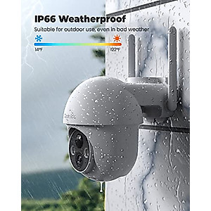 Security Camera Wireless Outdoor,2K Solar Security Camera,Battery Powered Surveillance Cameras for Home with Night Vision,PTZ Control,2-Way Audio,Motion Detection,Compatible with Alexa(2 Pack)