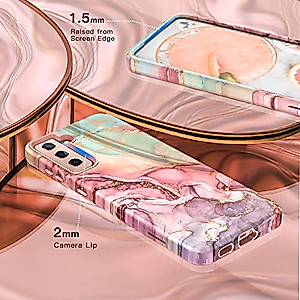 Galaxy S21 Plus Case: Marble Pattern 3-in-1 Heavy Duty Shockproof with Rugged Hard PC & Soft Silicone, Rose Gold