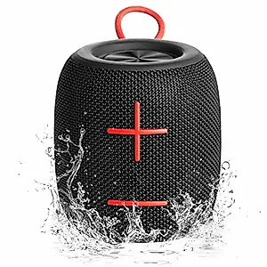 Portable Bluetooth Speaker with IPX7 Waterproof 360°Big Sound Deep Bass Wireless Speaker Bluetooth 5.0 12H Playback Small Bluetooth Speaker Black for Home,Beach,Shower,Party